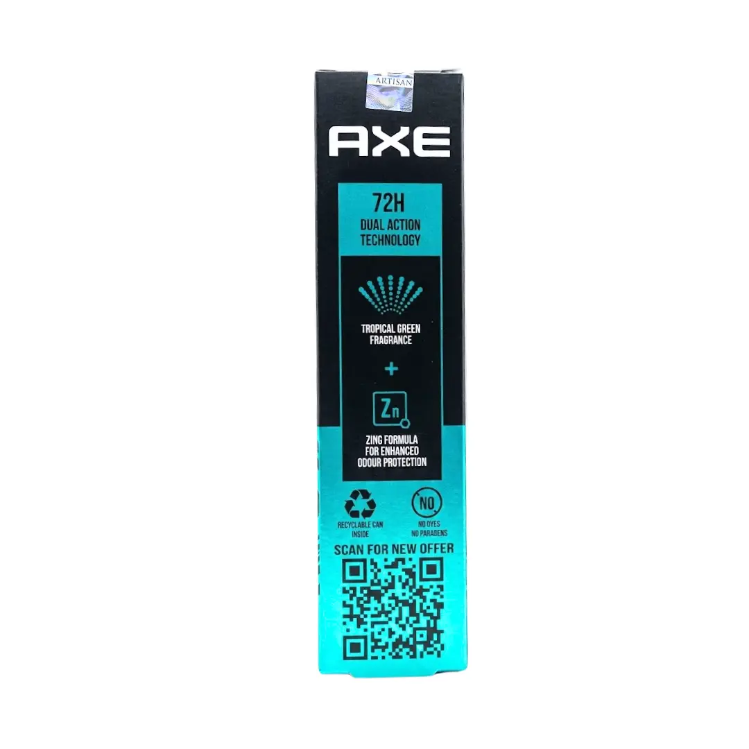 Axe 72H Dual Action Technology Tropical Green Fragrance Body Deodorant ...