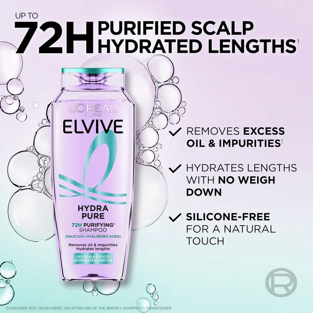 L’Oréal Paris Elvive Hydra Pure 72h Purifying Shampoo 400ml