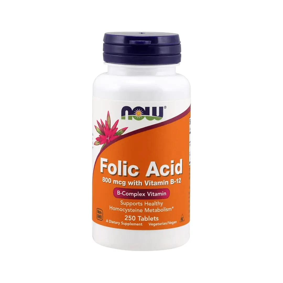 Now Foods Folic Acid 800mcg with Vitamin B12 250 Capsules