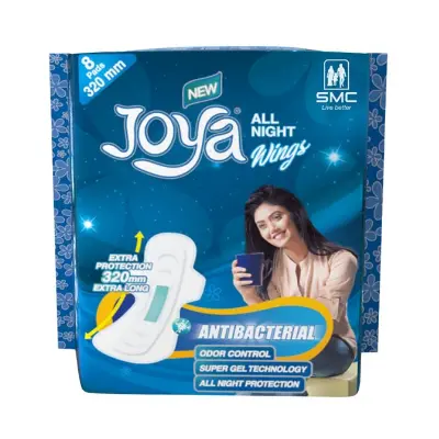 Joya Anti-Bacterial Sanitary Napkin All Night Wings 8
