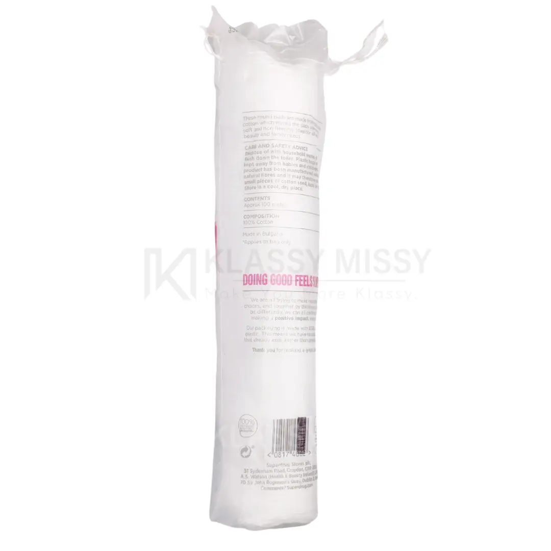 100% Pure Cotton Wool Pads 100 Round Pads