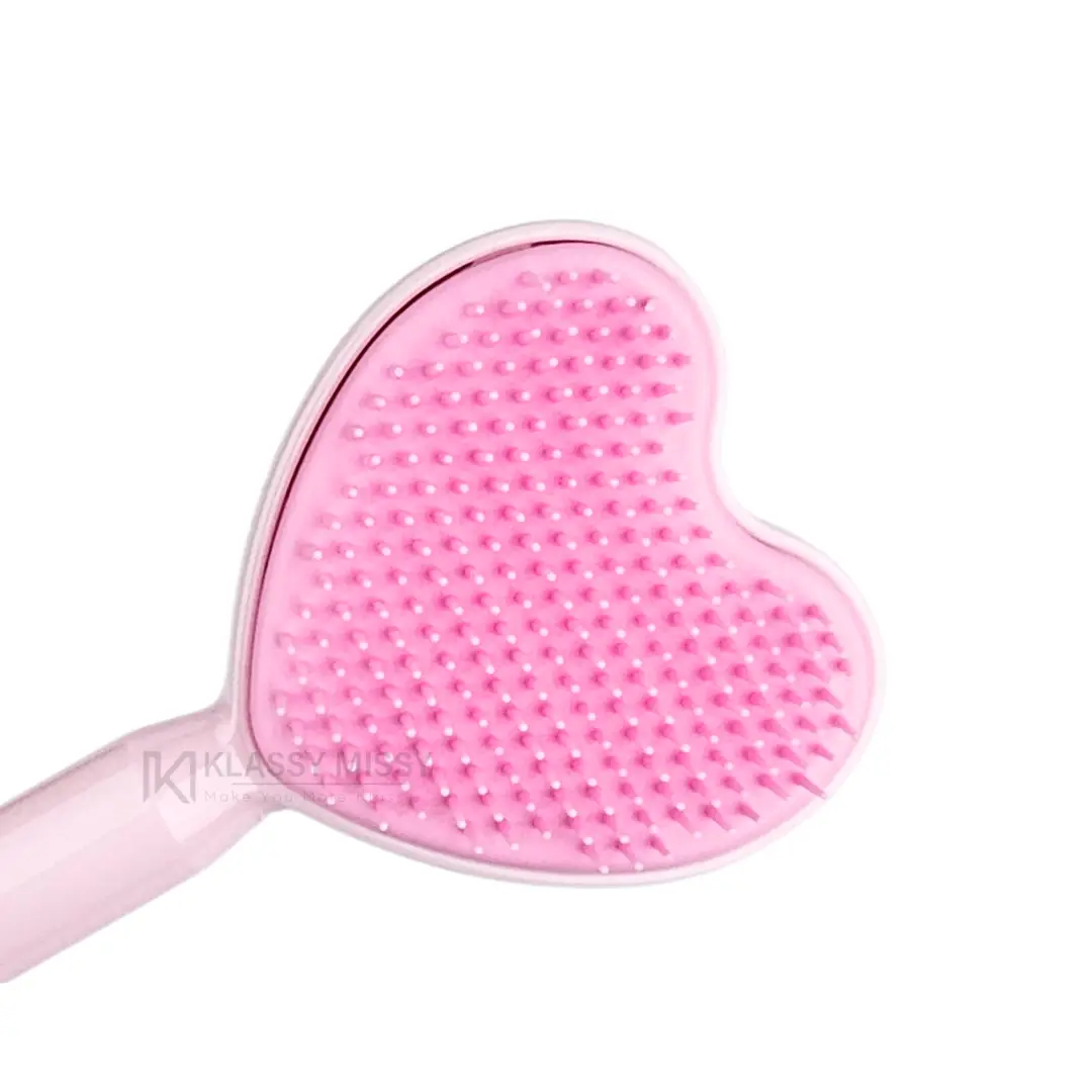 Heart Shaped Floral Hair Brush Light Purple