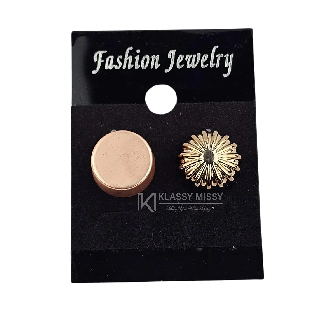Super strong Magnetic Scarf Pin - Golden Floral & Round