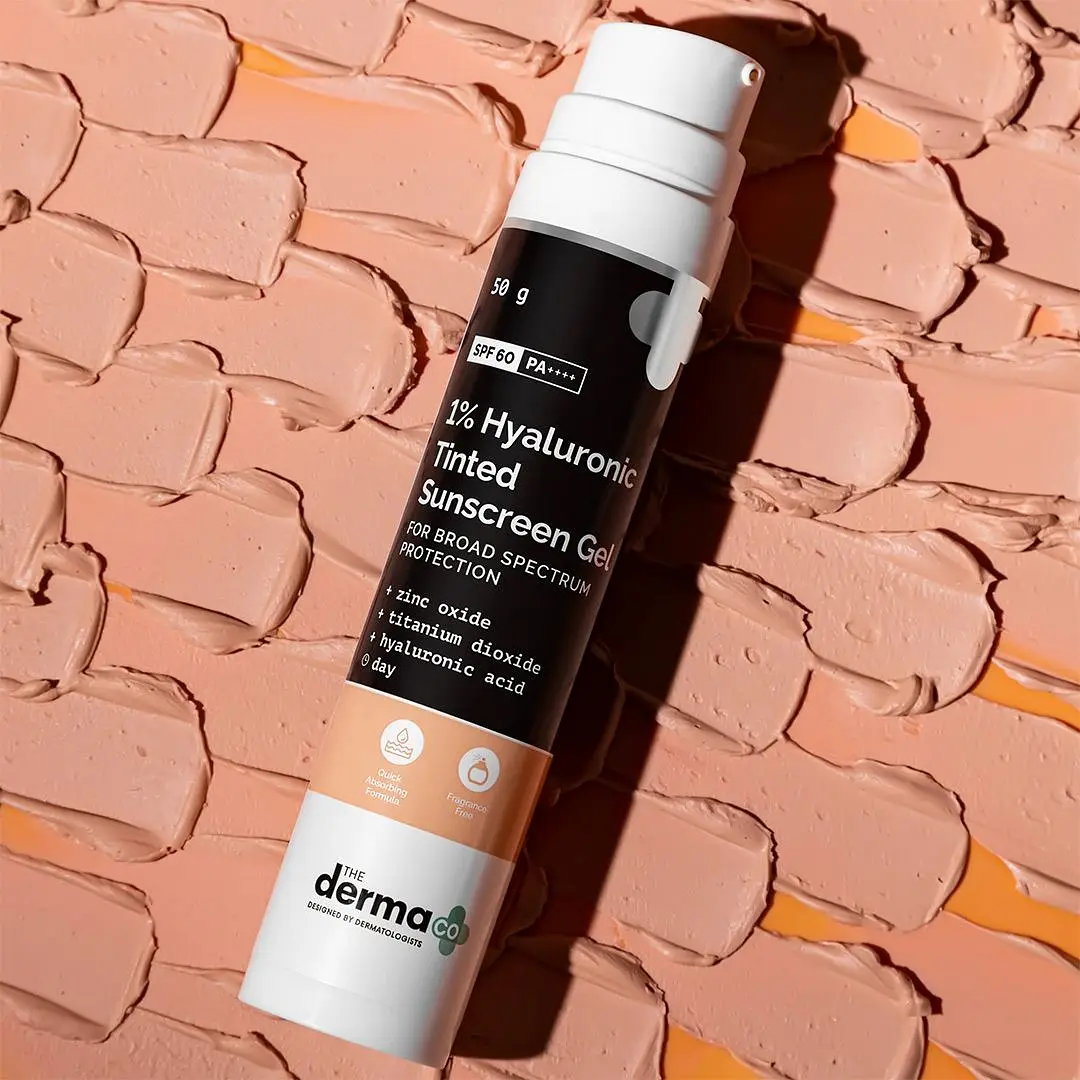 The Derma Co 1% Hyaluronic Tinted Sunscreen Gel SPF 60 50g